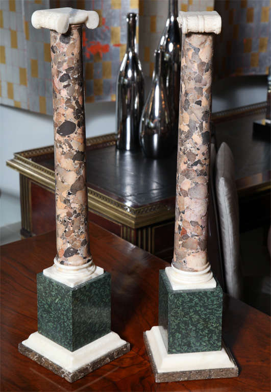 Pair of Grand Tour Columns in Porphyry, Breche and Alabaster For Sale ...