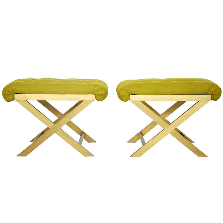 Italian brass X-base stools at 1stDibs