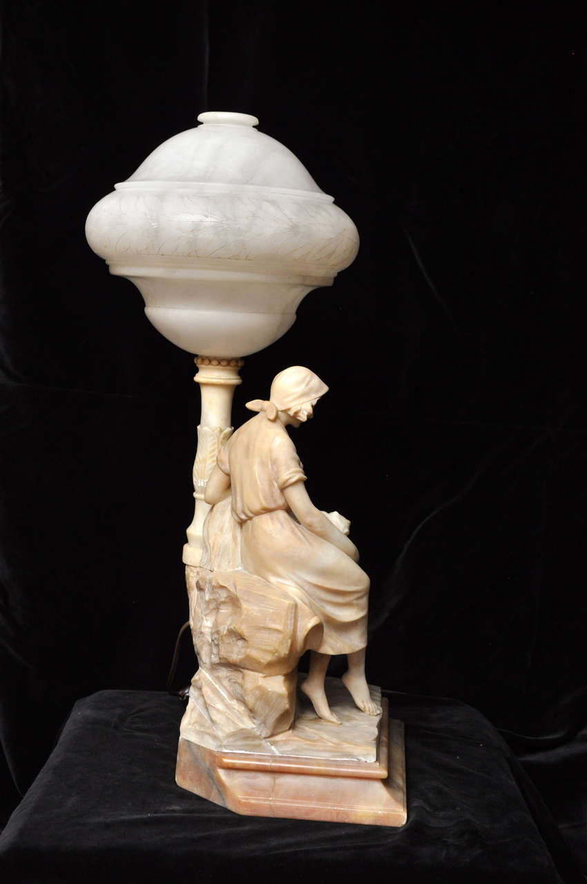 Neoclassical Alabaster Sculpture Lamp at 1stDibs | alabaster sculptures
