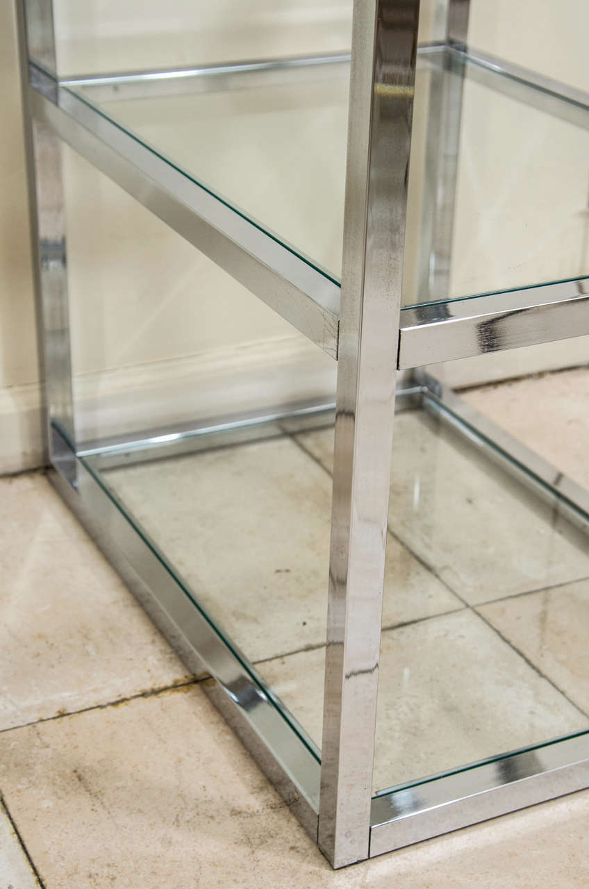 Chrome and glass four shelf desk at 1stDibs