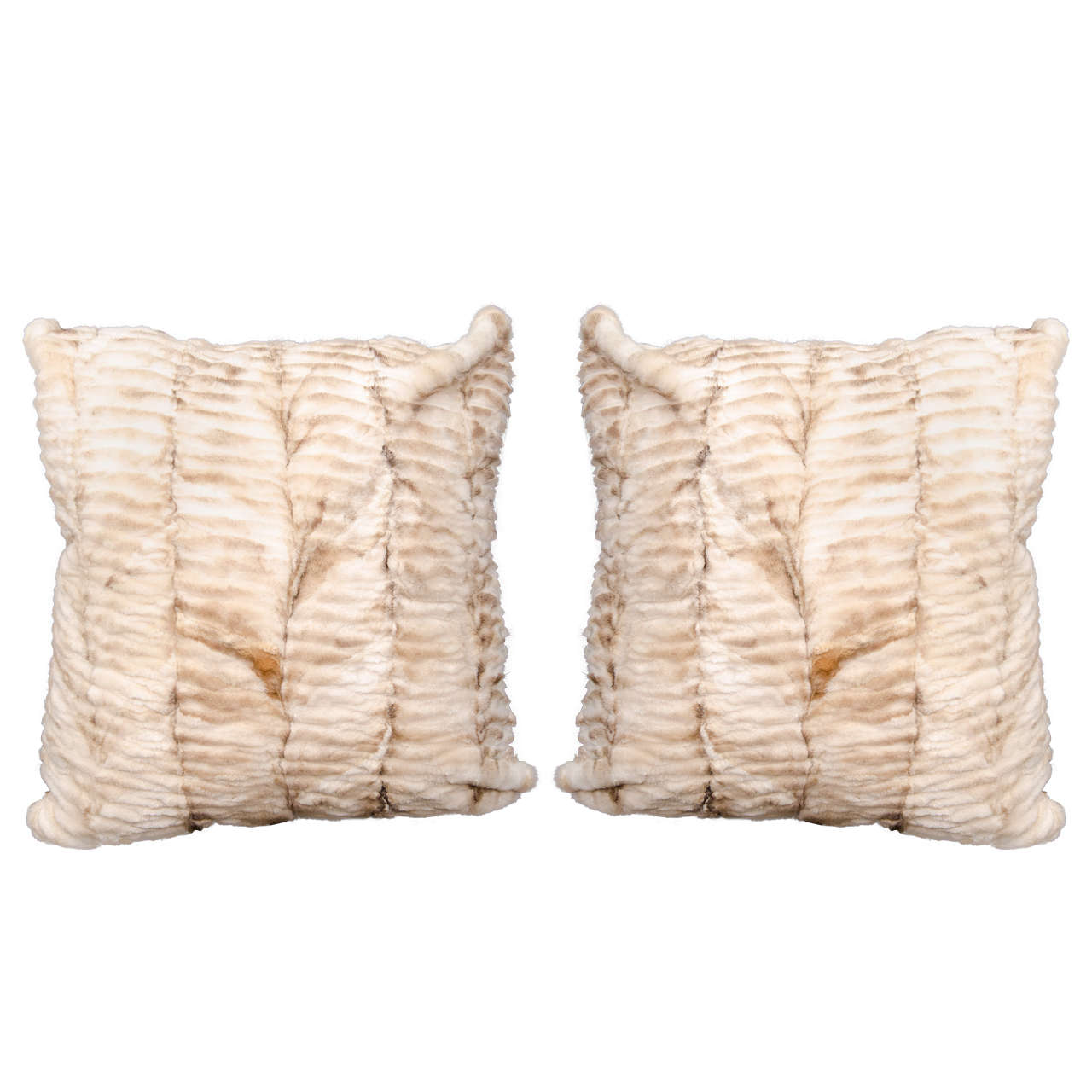Cream Sheared Mink Pillow with Leather Back at 1stDibs