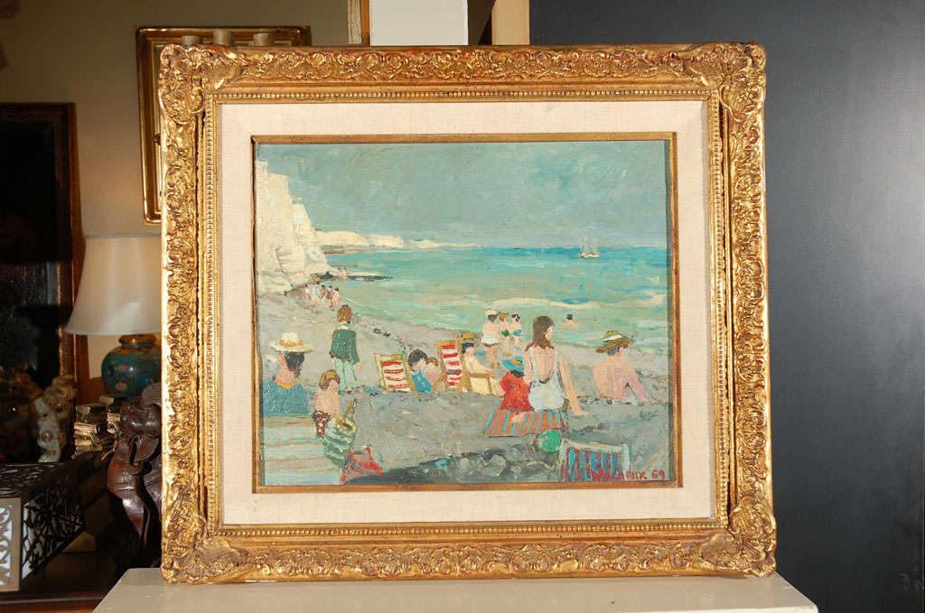 1969 Oil Painting of Bathers by French Artist Wacheux at 1stDibs