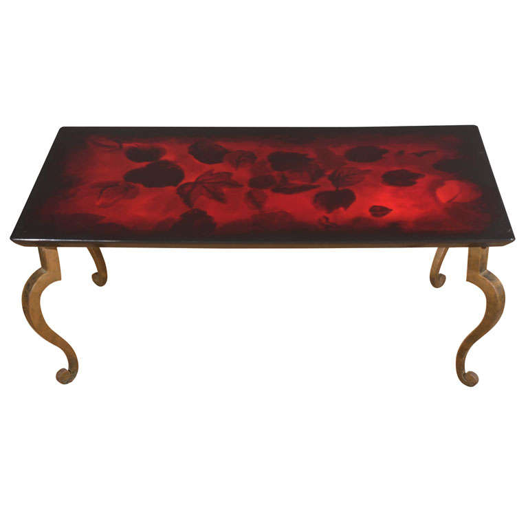 Red and Black Lacquer Coffee Table at 1stDibs