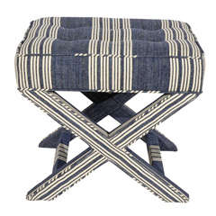 Upholstered X Base Stool at 1stDibs