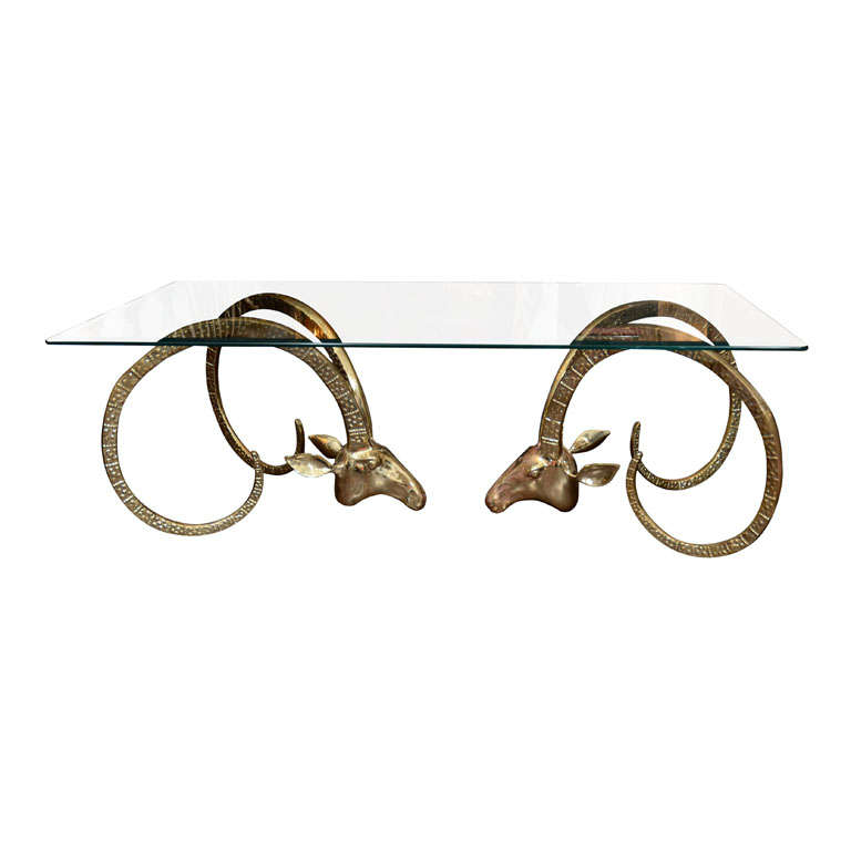 Brass Ram's Head Cocktail Table at 1stDibs