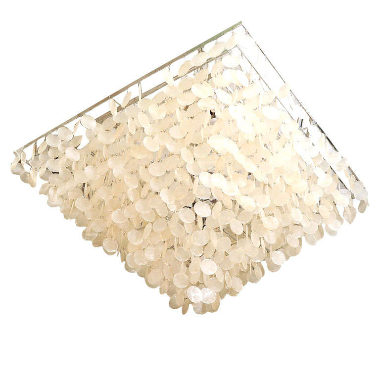 Large scale capiz shell ceiling fixture by Verner Panton at 1stDibs
