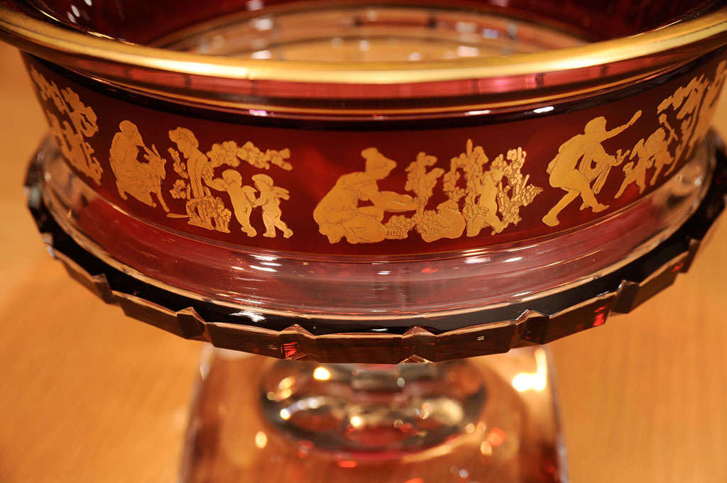 Ruby Red Glass Compote by Val St. Lambert For Sale at 1stDibs