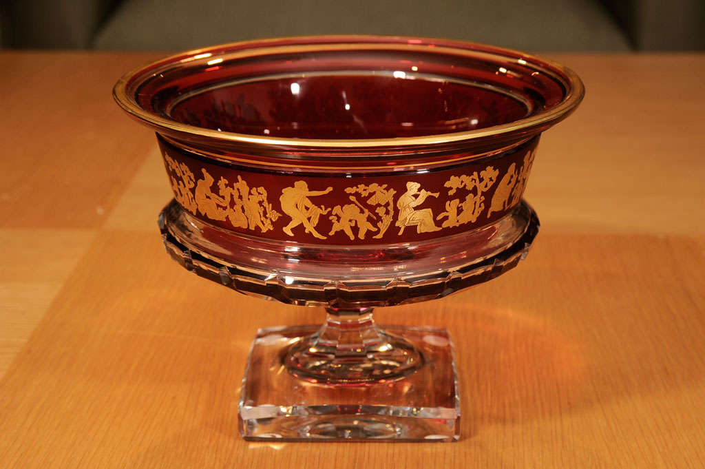 Ruby Red Glass Compote by Val St. Lambert For Sale at 1stDibs