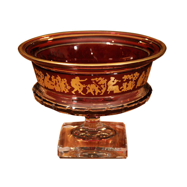 Ruby Red Glass Compote by Val St. Lambert For Sale at 1stdibs