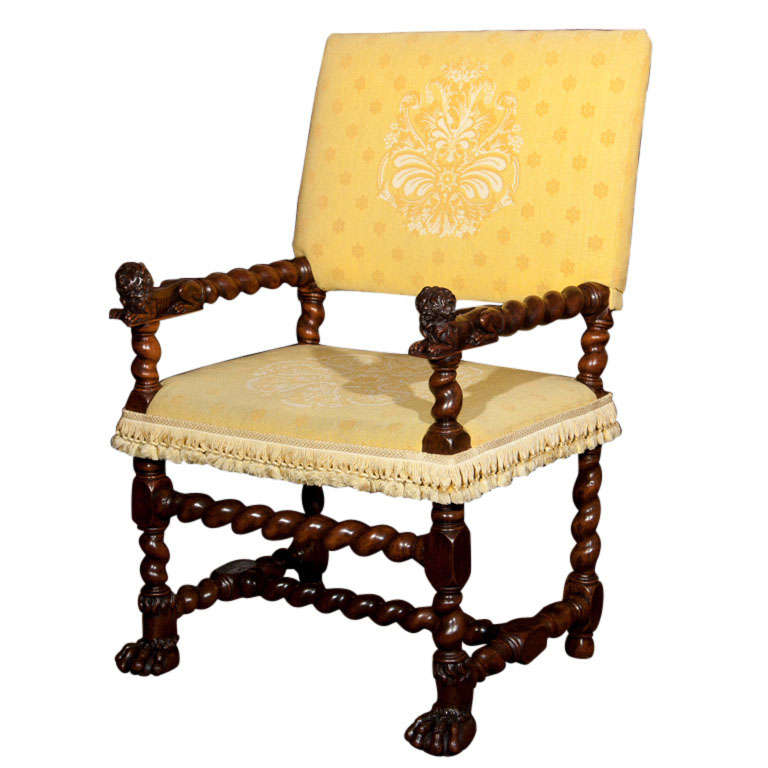 Italian Renaissance Carved Walnut Cabinet Chair, 15th-16th Century ...