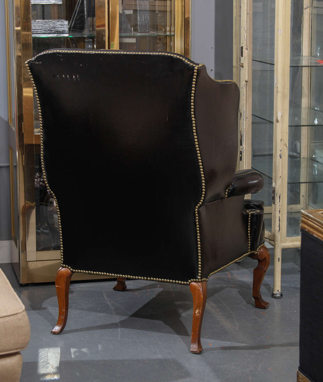 Black Leather Wing Chair at 1stDibs | black leather wingback chair ...