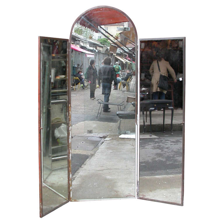 70's Four Panel Double Sided Mirror Screen at 1stDibs