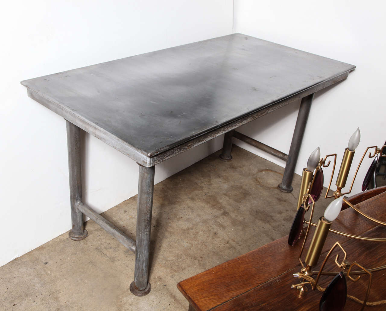 "Reading" Industrial Work Table at 1stDibs