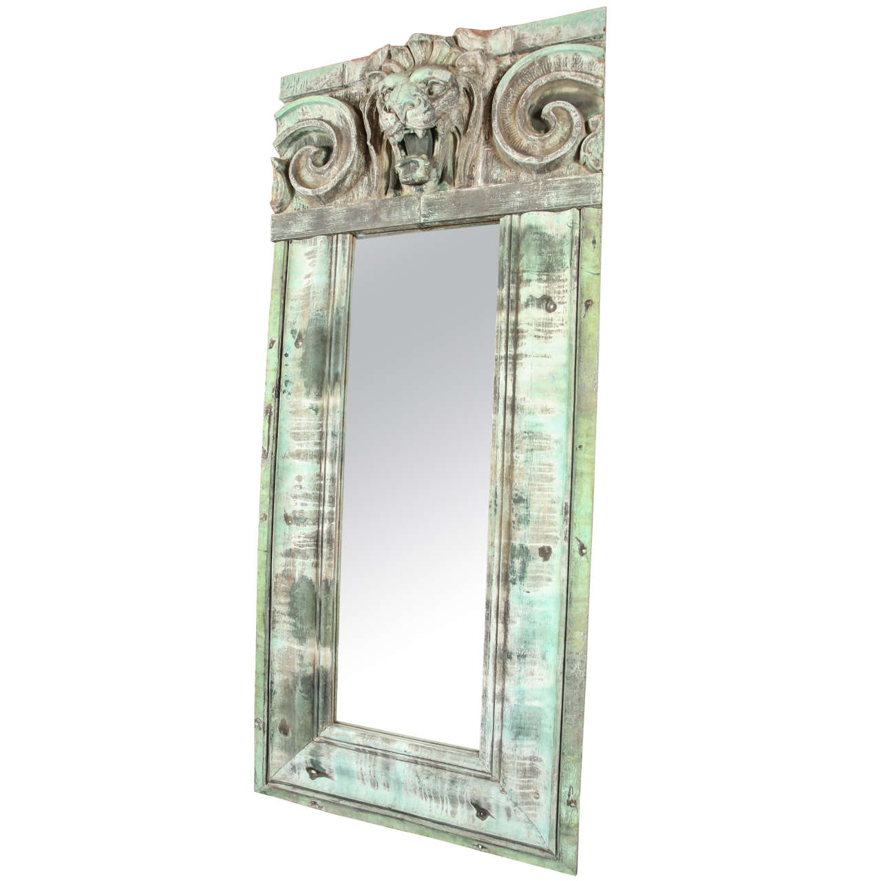 Mirror made from Salvaged Copper Cornice with Lion Head For Sale at 1stDibs