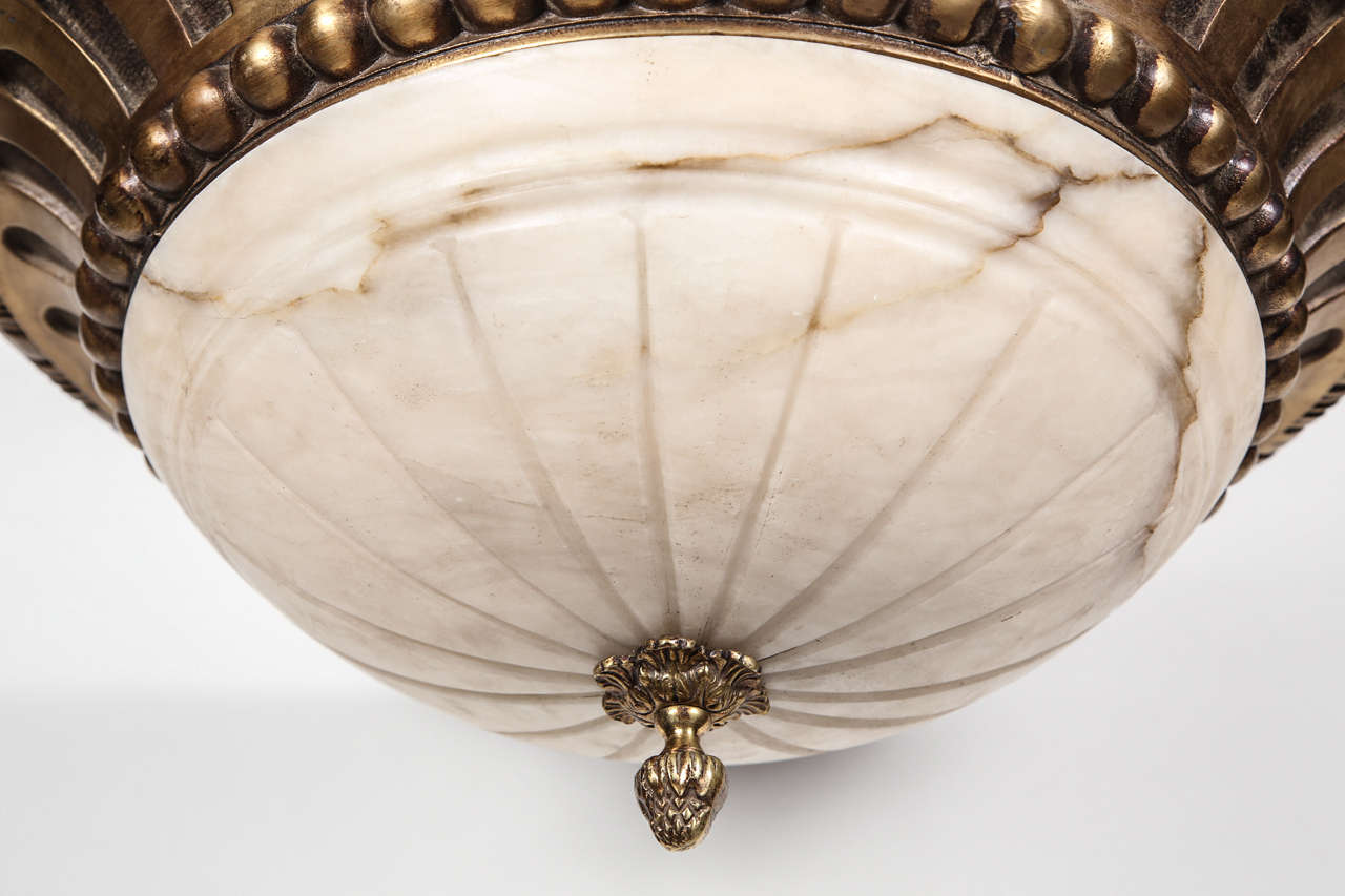 Bronze and Alabaster Flush Mount Light at 1stDibs | alabaster flush ...