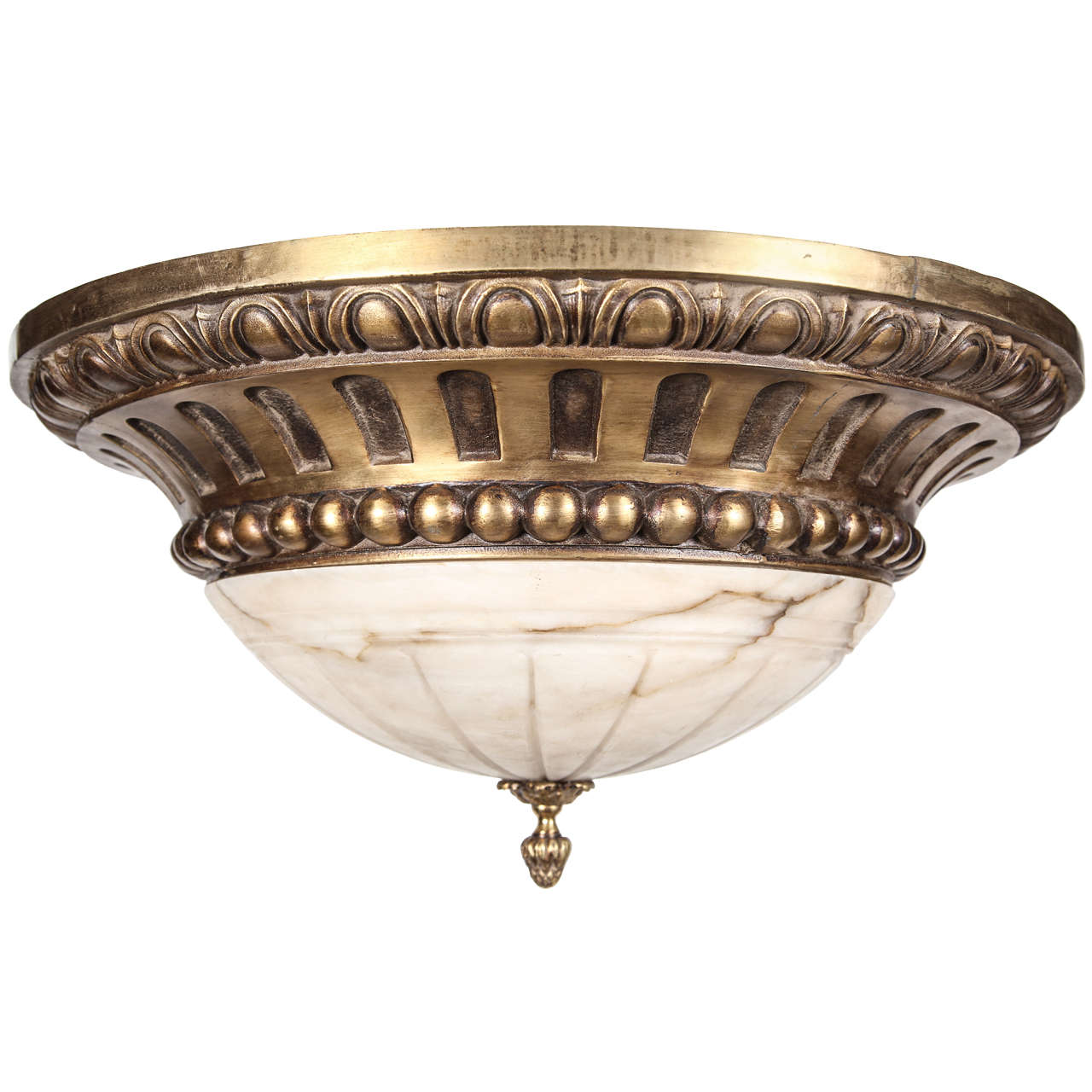 Bronze and Alabaster Flush Mount Light at 1stDibs | alabaster flush ...