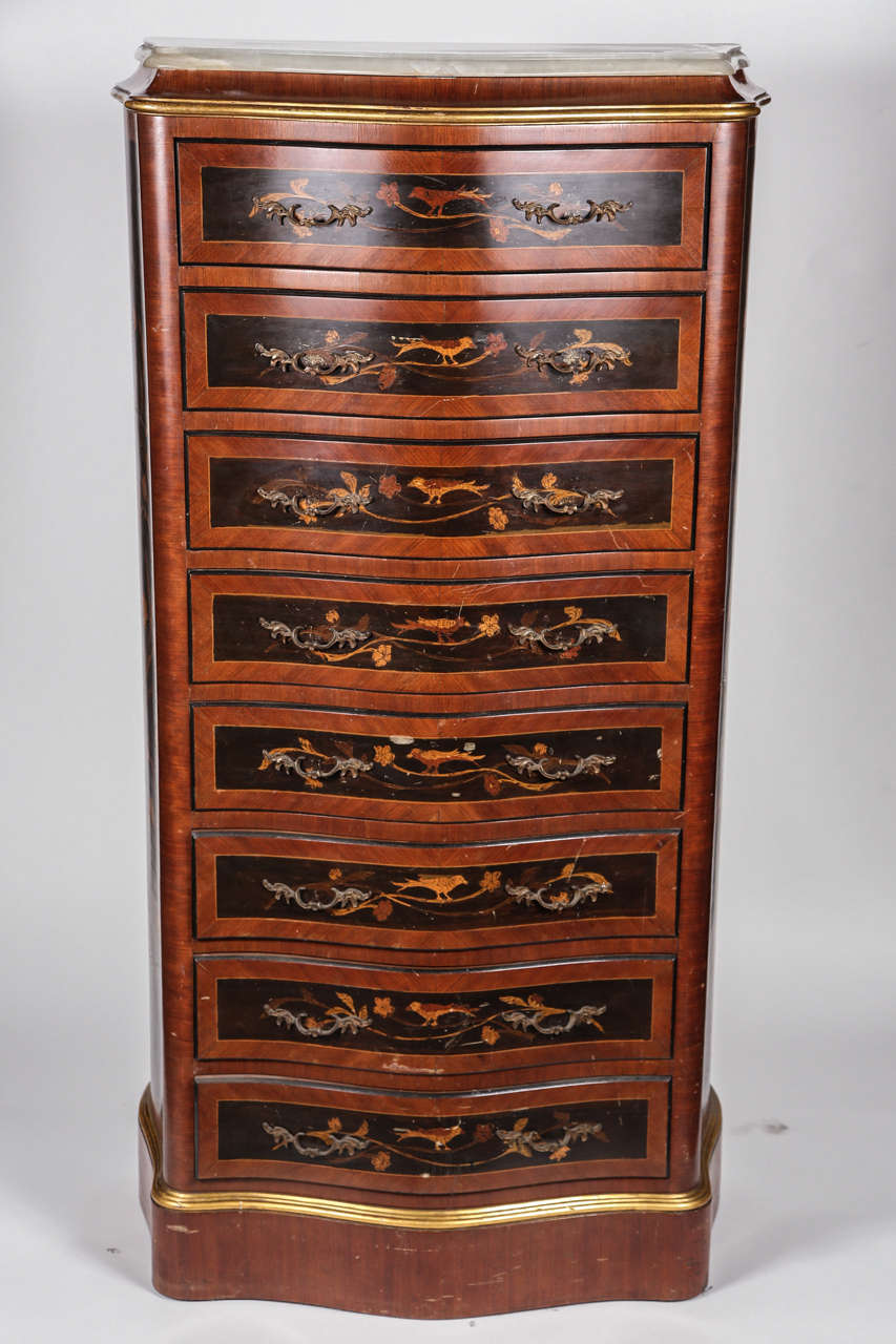 Tall Inlaid Eight Drawer Lingerie Chest at 1stDibs