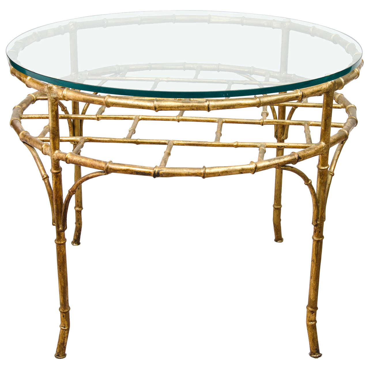 Mid Century Gilt Metal Faux Bamboo Occasional Table For Sale at 1stDibs