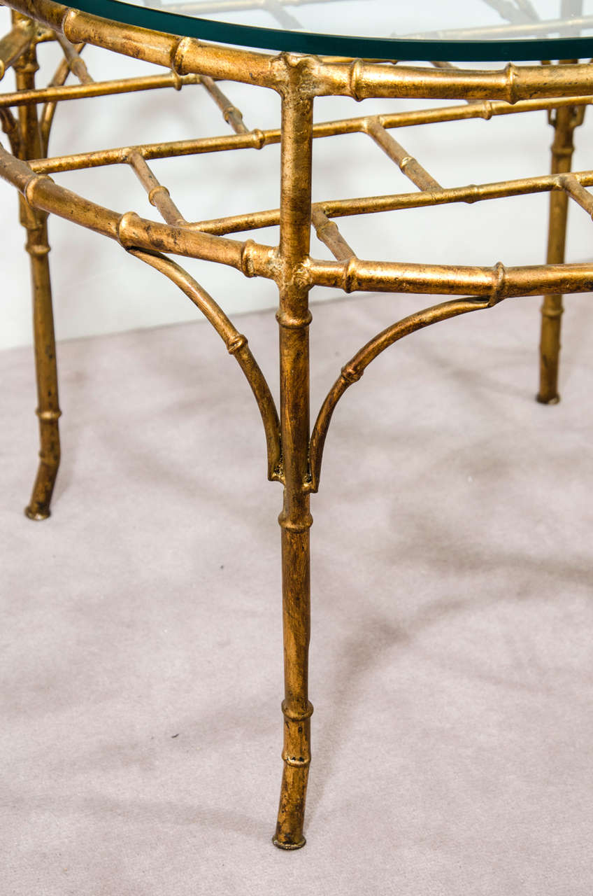 Mid Century Gilt Metal Faux Bamboo Occasional Table For Sale at 1stDibs