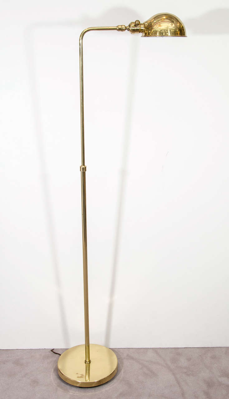 Mid Century Brass Reading Lamp with Adjustable Height at 1stDibs