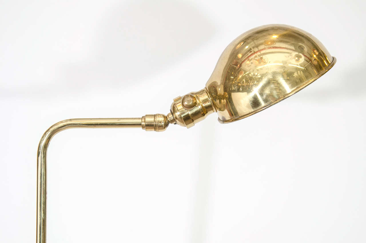 Mid Century Brass Reading Lamp with Adjustable Height at 1stDibs