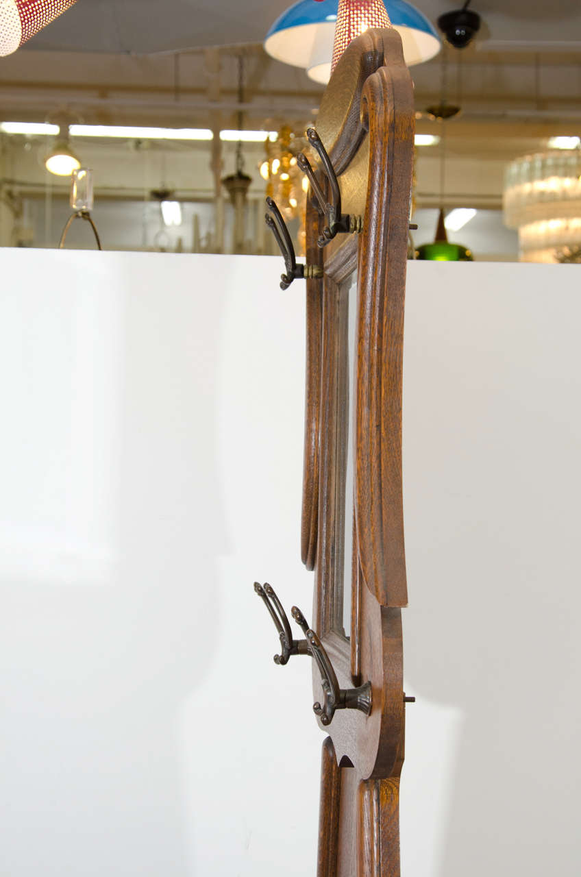 Antique Chair-Form Victorian Oak Hall Tree at 1stDibs | antique hall tree