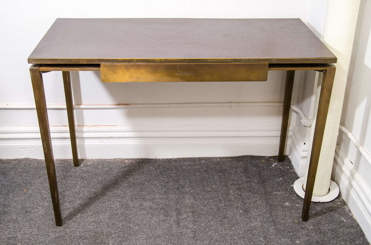A Midcentury Custom Made Cartier Bronze and Leather Desk at 1stDibs
