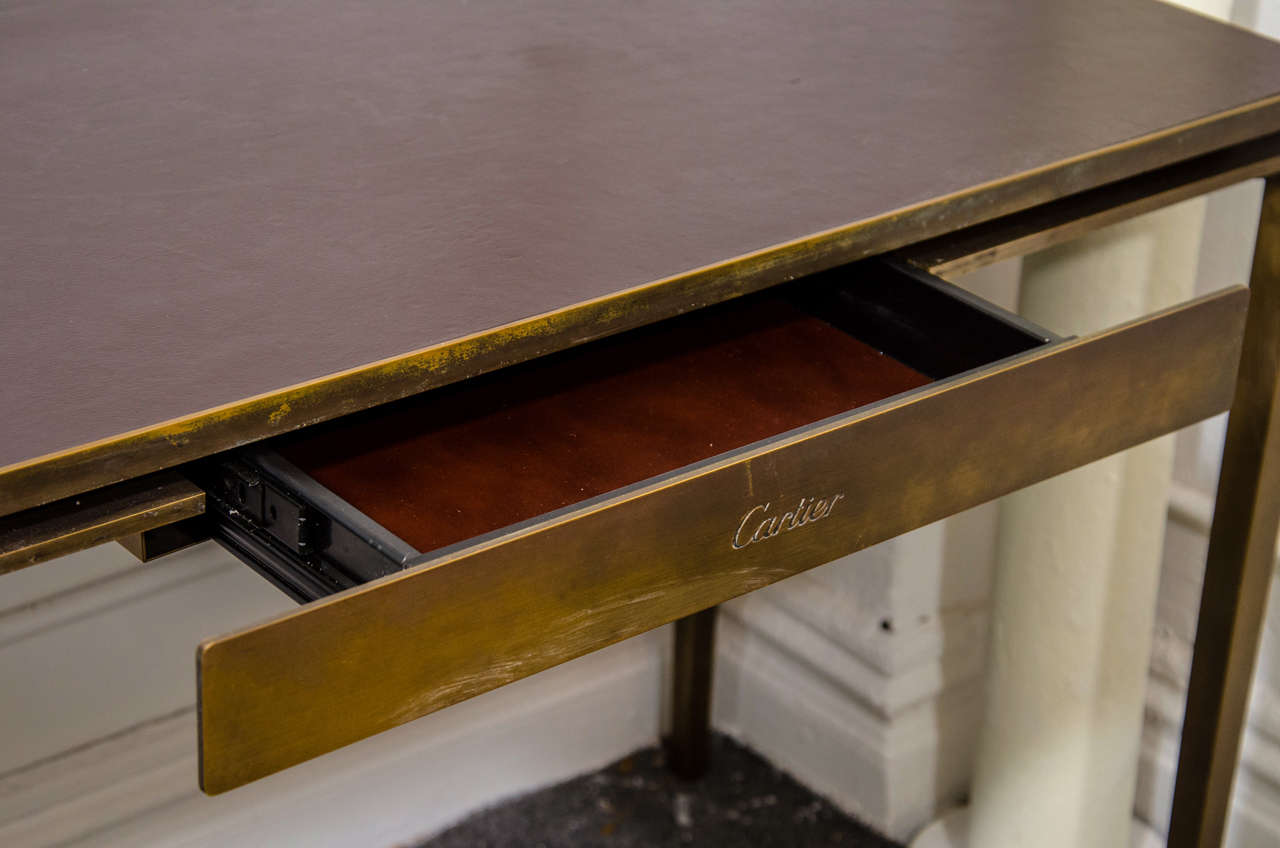 A Midcentury Custom Made Cartier Bronze and Leather Desk at 1stDibs