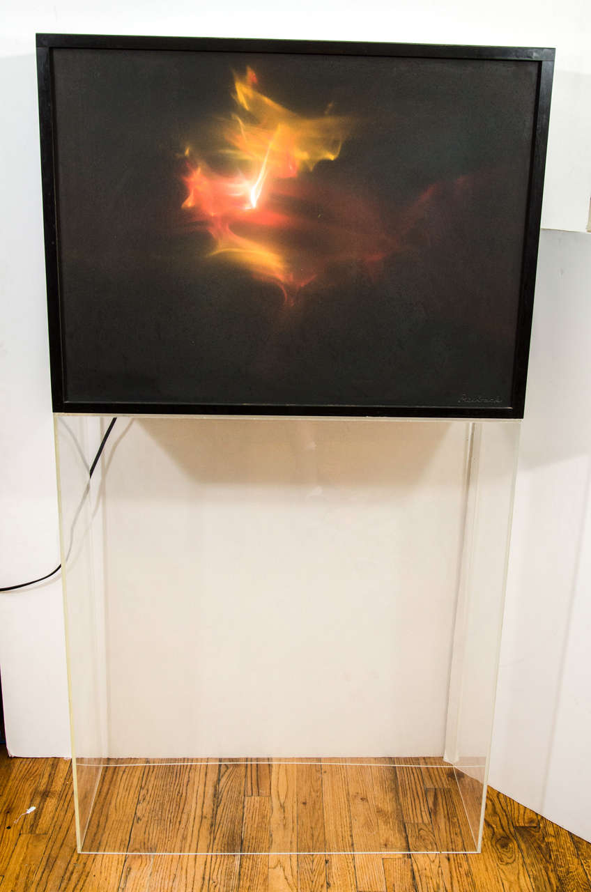 Earl Reiback Kinetic Lightbox Sculpture w/ Lucite Stand at 1stDibs