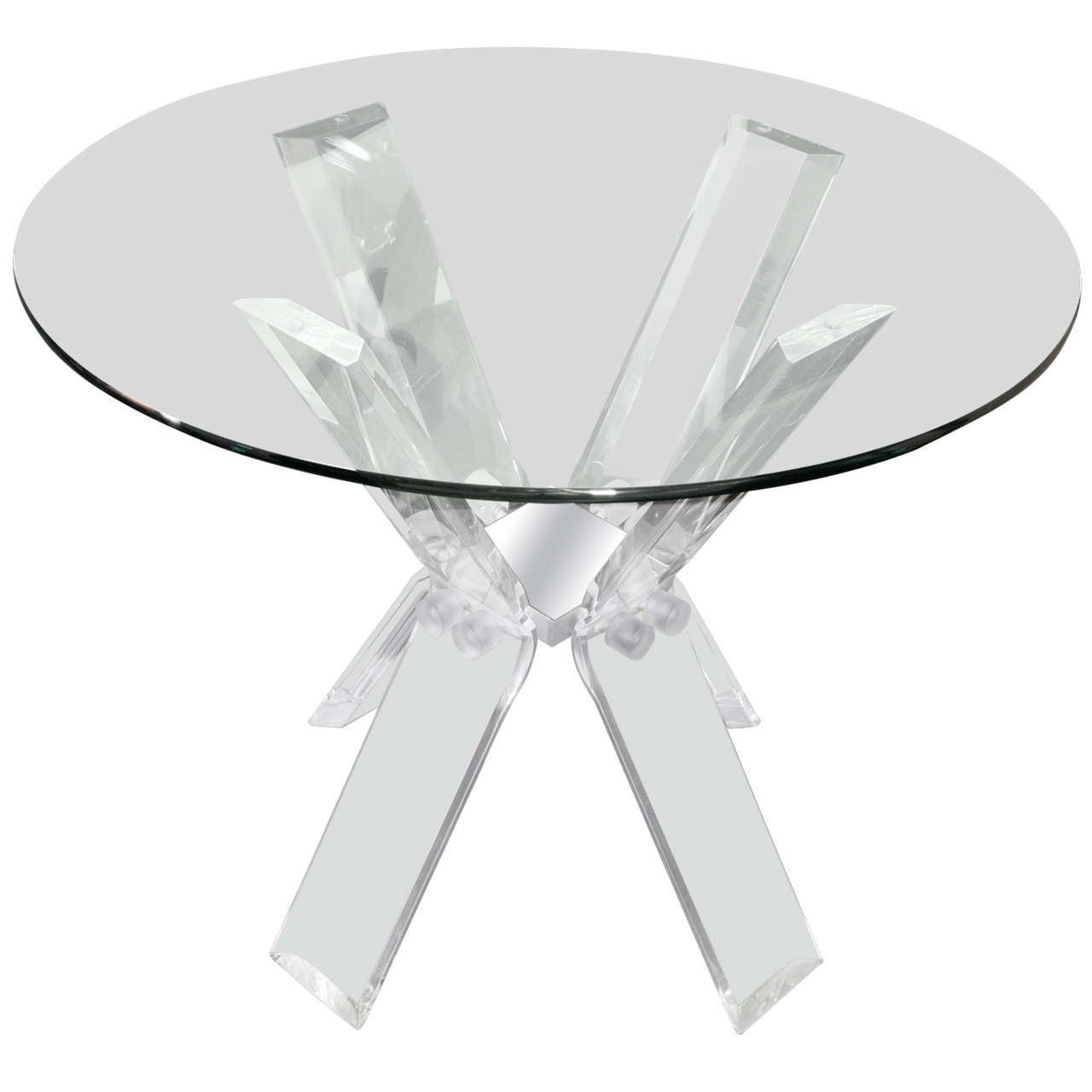 Lucite Table Base with Glass Top at 1stDibs