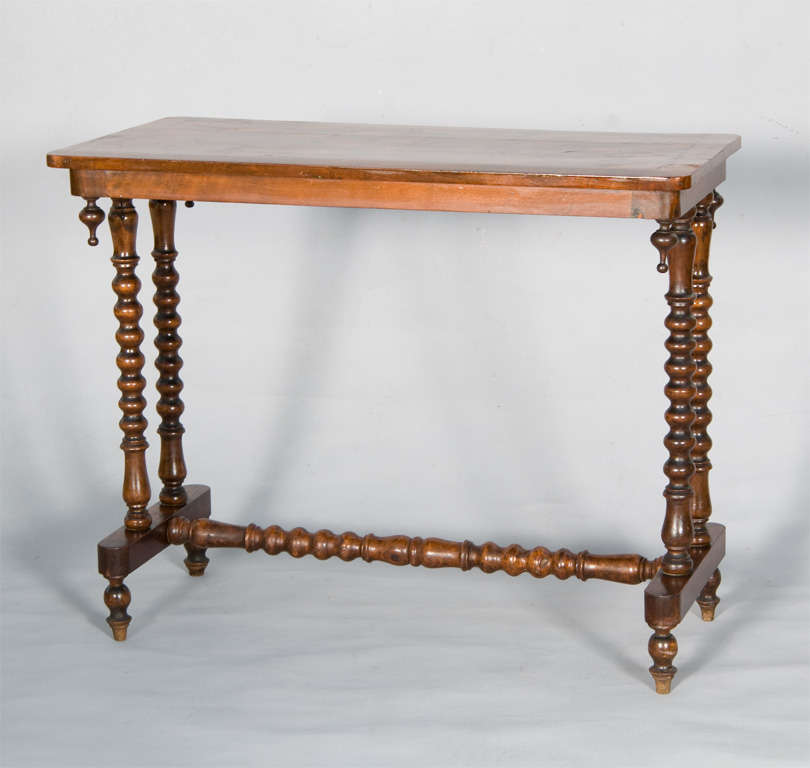 Occasional Table with Geometric Inlaid Top on Sausage Turned Legs For ...