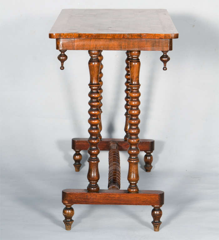 Occasional Table with Geometric Inlaid Top on Sausage Turned Legs For ...