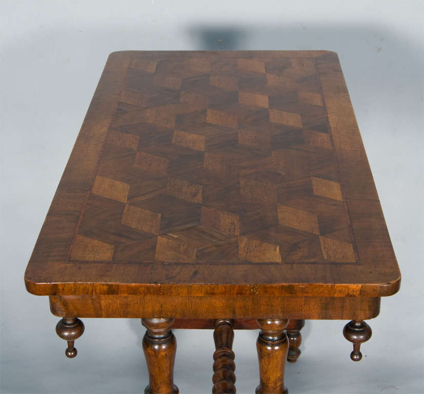 Occasional Table with Geometric Inlaid Top on Sausage Turned Legs For ...