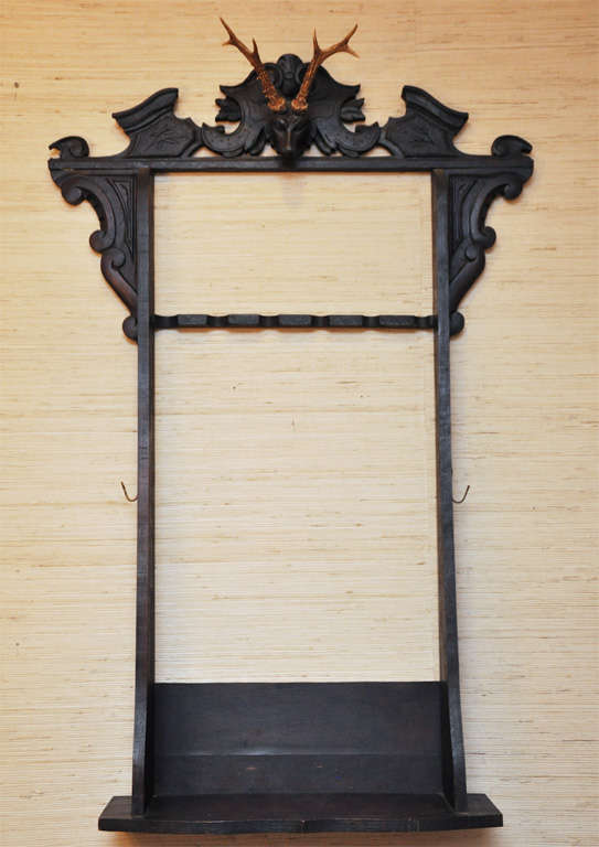 Black Forest Gun Rack with Carved Deer Head with Antlers at 1stDibs