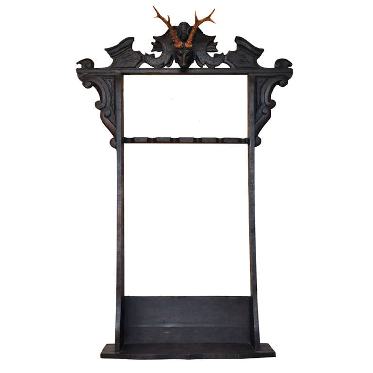 Black Forest Gun Rack with Carved Deer Head with Antlers at 1stDibs