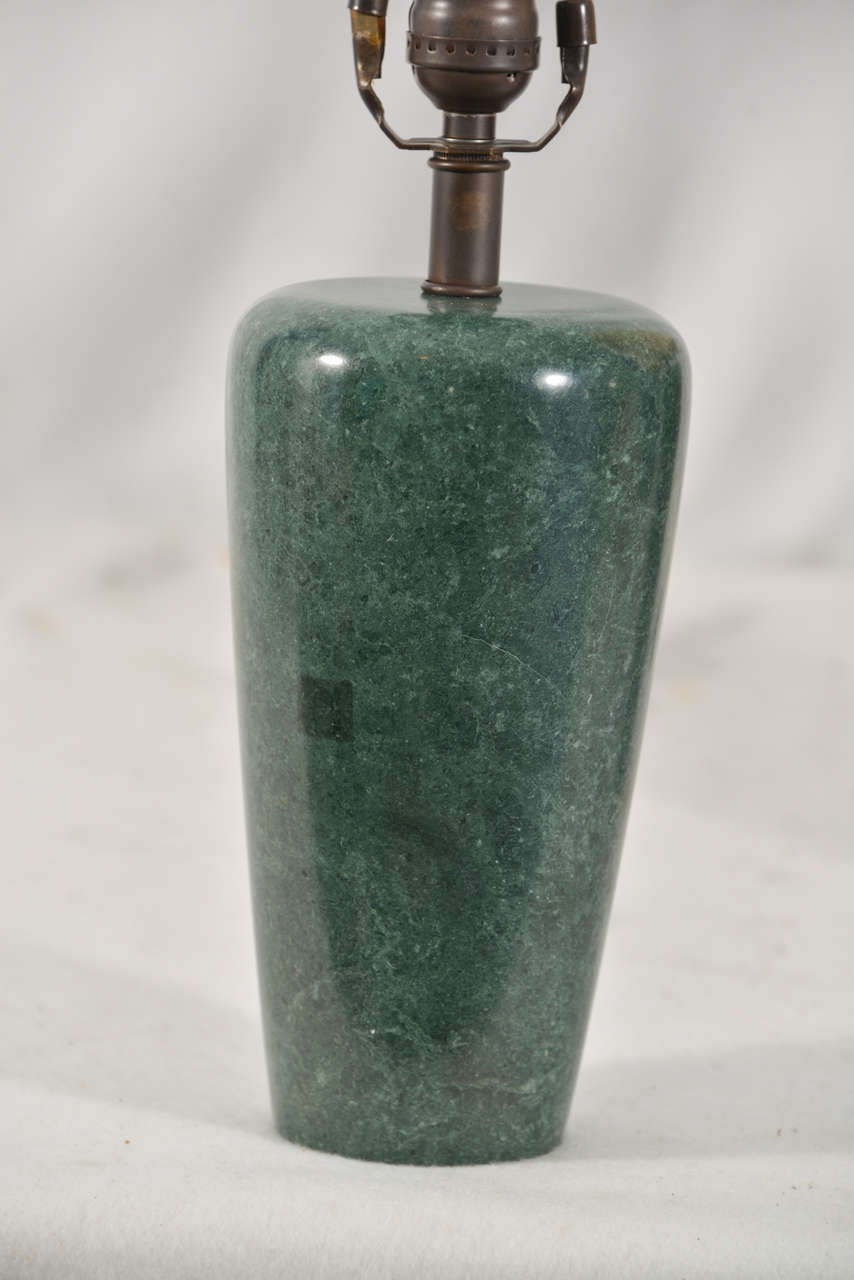 Turned Green Marble Table Lamps, 1950s at 1stDibs