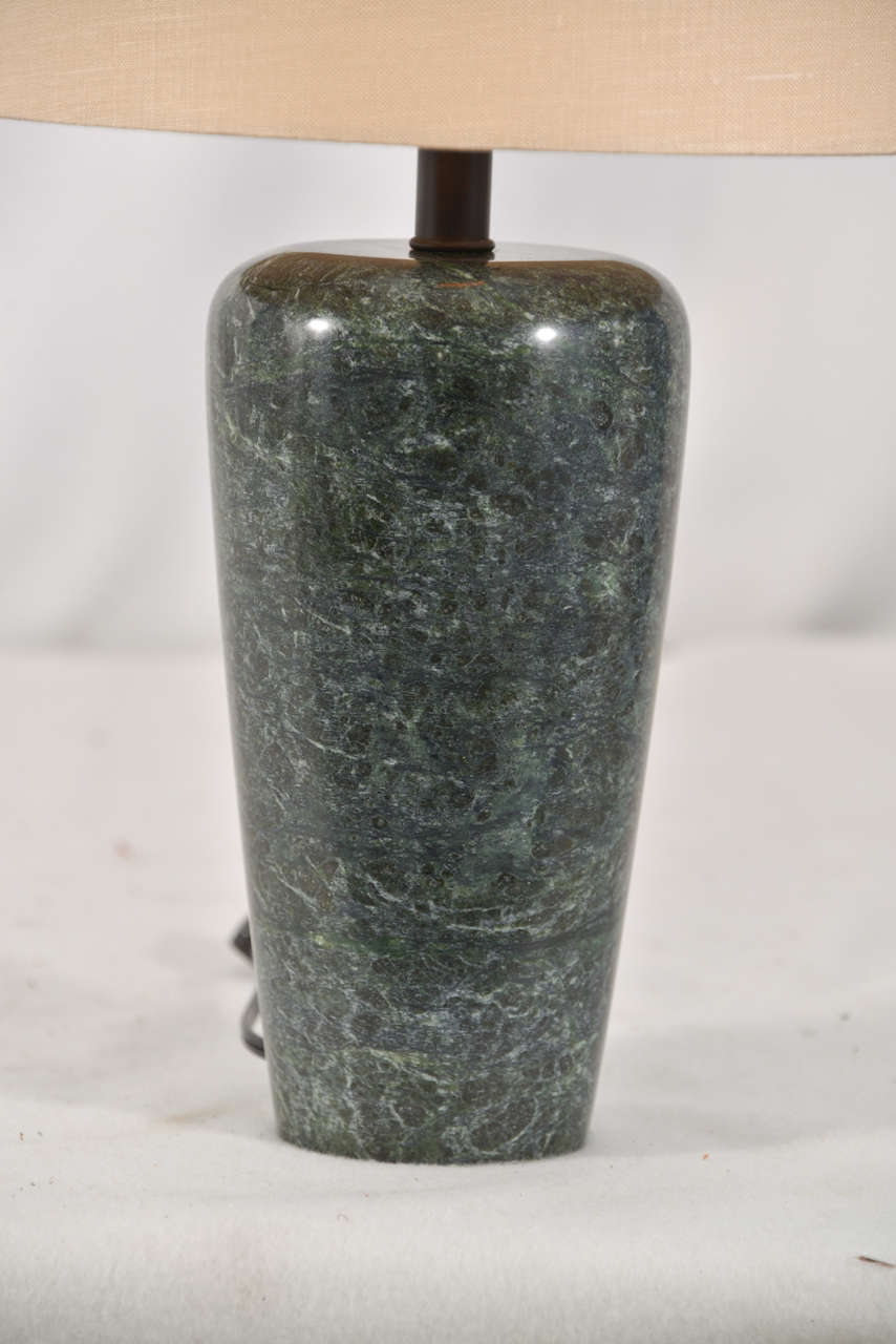 Turned Green Marble Table Lamps, 1950s at 1stDibs
