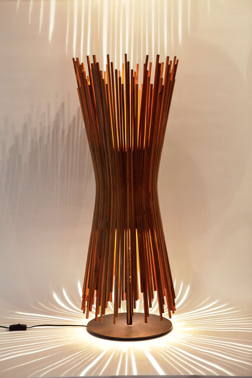 1960s Midmodern Danish Stick Wood Lamp For Sale at 1stDibs