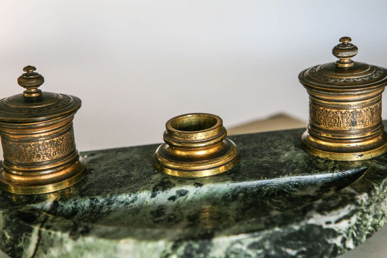 Bronze and Marble Inkwell For Sale at 1stDibs
