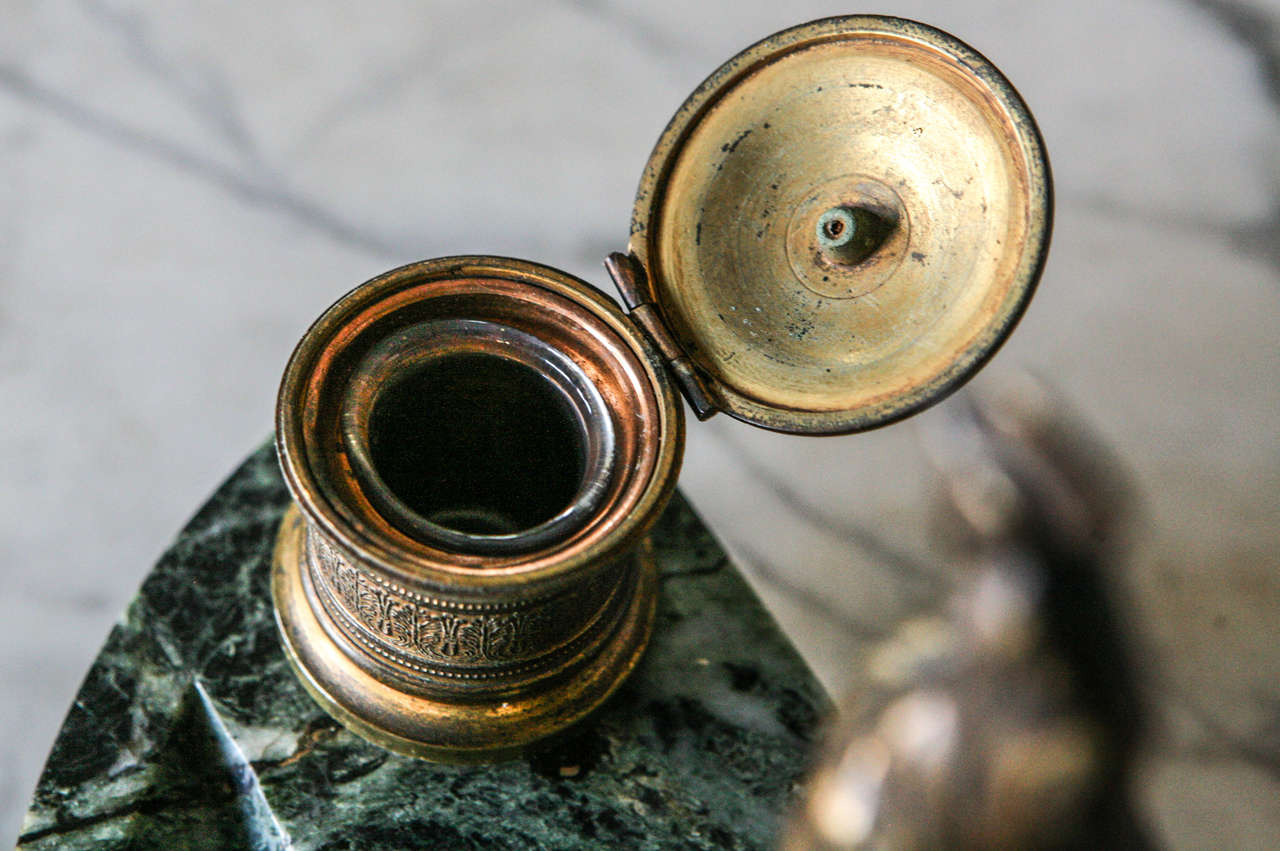Bronze and Marble Inkwell For Sale at 1stDibs