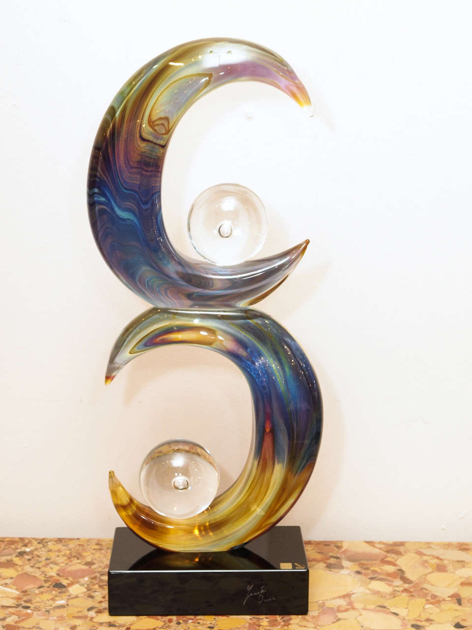 Venetian Glass "Half Moons" sculpture by Venetian Glassmaster Zanetti ...