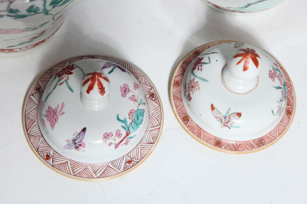Pair of 18th Century Chinese Export Porcelain Famille Rose Covered Jars ... Pair of 18th Century Chinese Export Porcelain Famille Rose Covered Jars ...