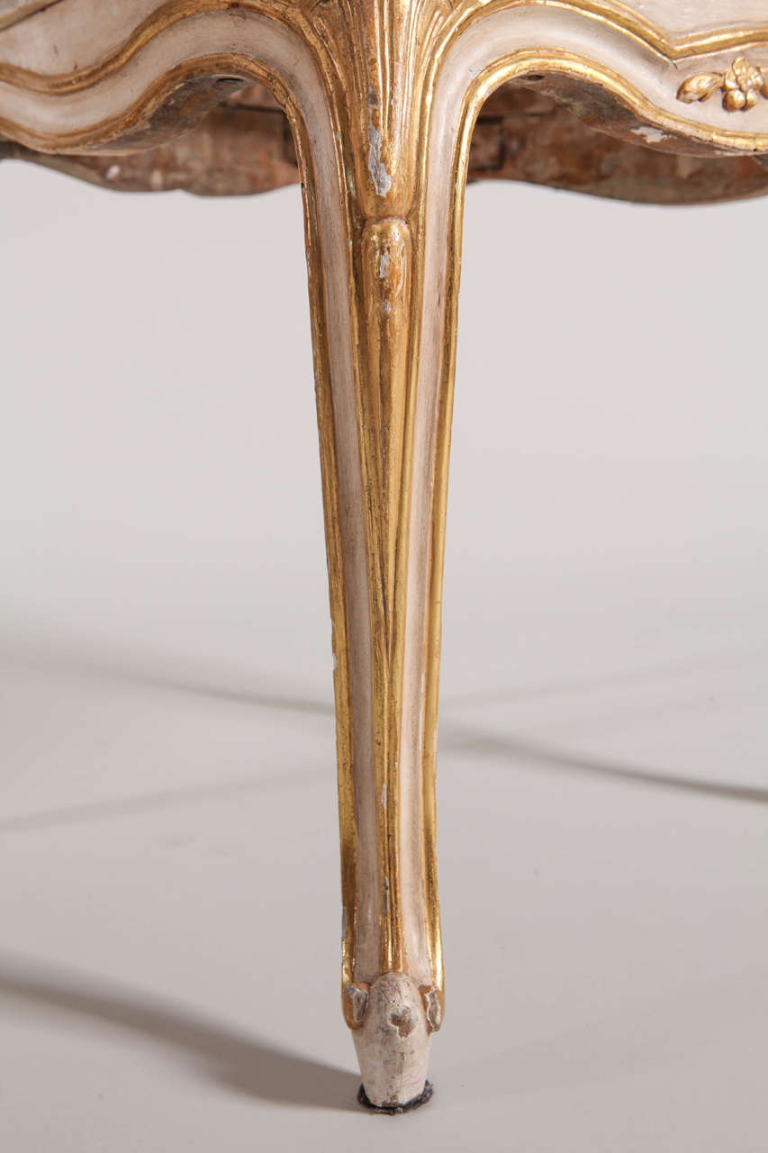 Set of Six French 19th Century Ivory Painted and Parcel-Gilt Chairs For ...