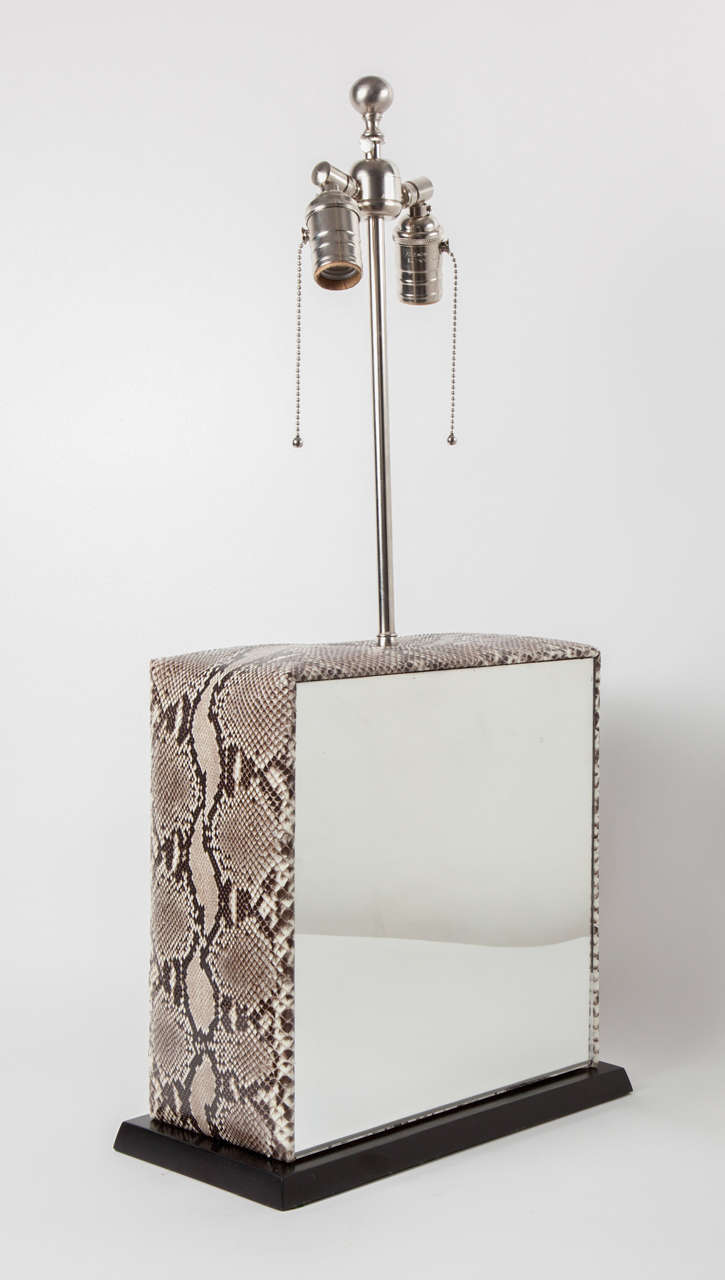 Karl Springer Style Python and Mirror Lamps For Sale at 1stDibs