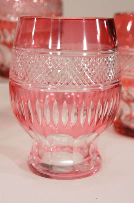 Set of 12 Crystal Cranberry Overlay Cut to Clear Tumblers at 1stDibs