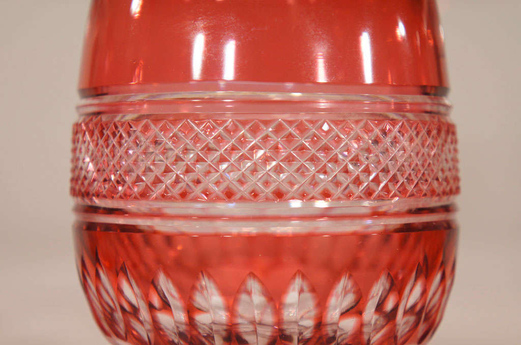 Set of 12 Crystal Cranberry Overlay Cut to Clear Tumblers at 1stDibs