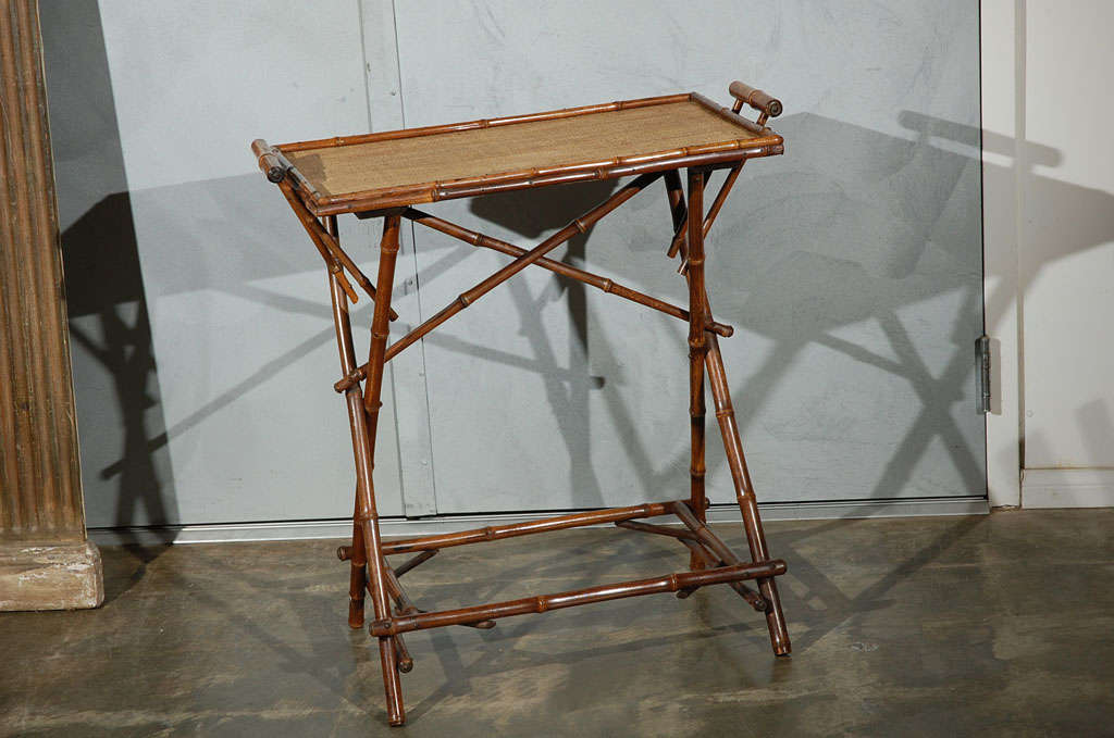 Tray Top Bamboo Table on Trestle Base at 1stDibs