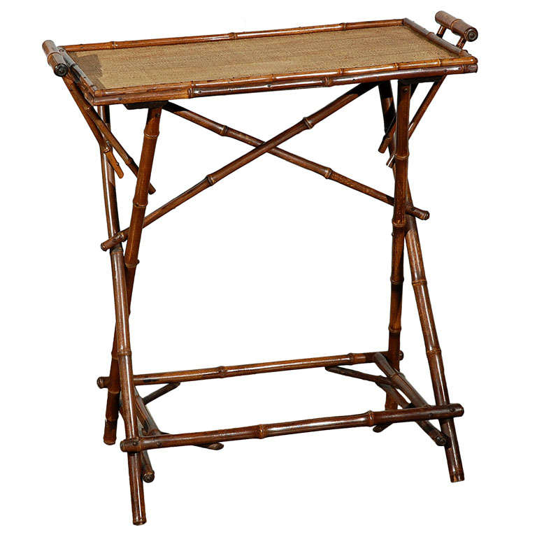 Tray Top Bamboo Table on Trestle Base at 1stDibs