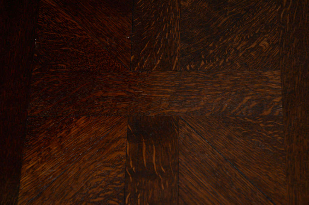 19th Century Oak Parquet Table Top with Contemporary Steel Base For ...