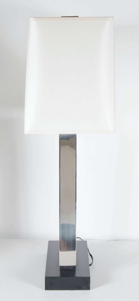 Sophisticated Pair of Modernist Rectangle Form Table Lamps at 1stDibs
